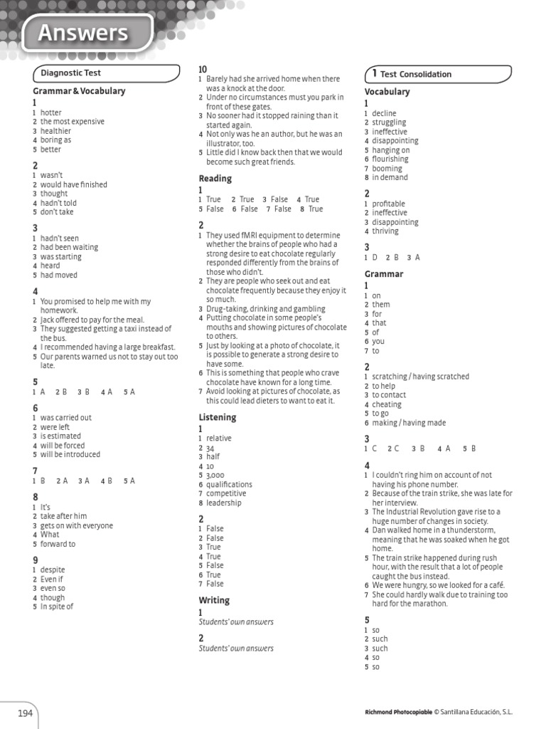 Achievers C1 Tests Answers | PDF | English Language | Vocabulary