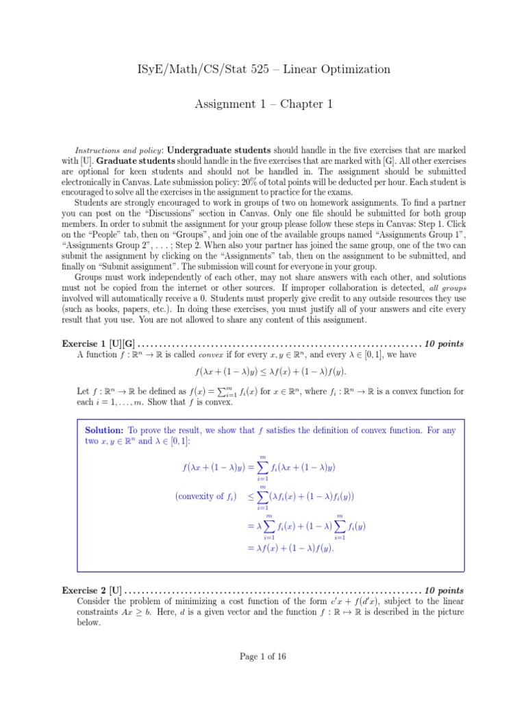 Assignment 1 Solutions | PDF | Linear Programming | Mathematical Optimization