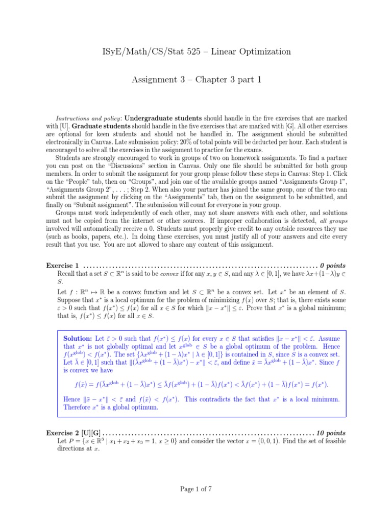 Assignment 3 Solutions | PDF | Mathematical Optimization | Mathematics