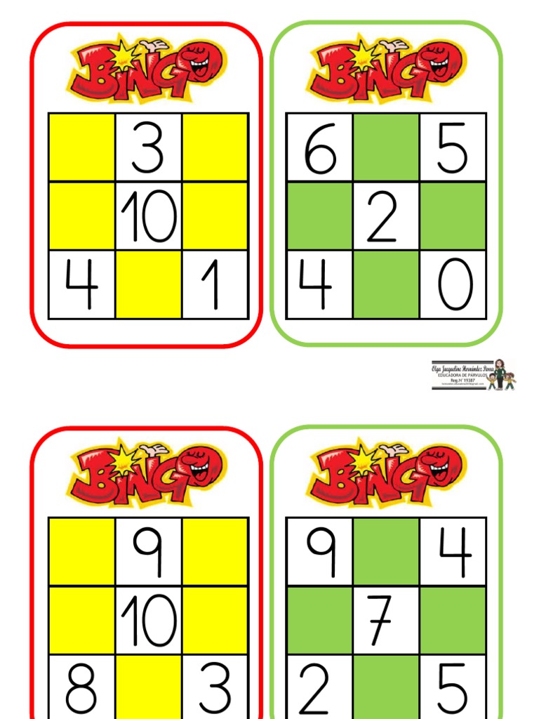 Bingo Numerico Hasta El 10 | PDF