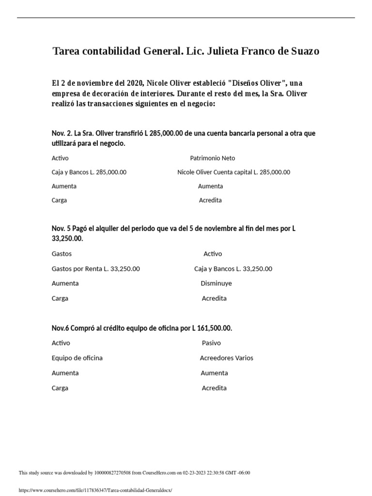 Tarea Contabilidad General | PDF | Contabilidad | Bancos