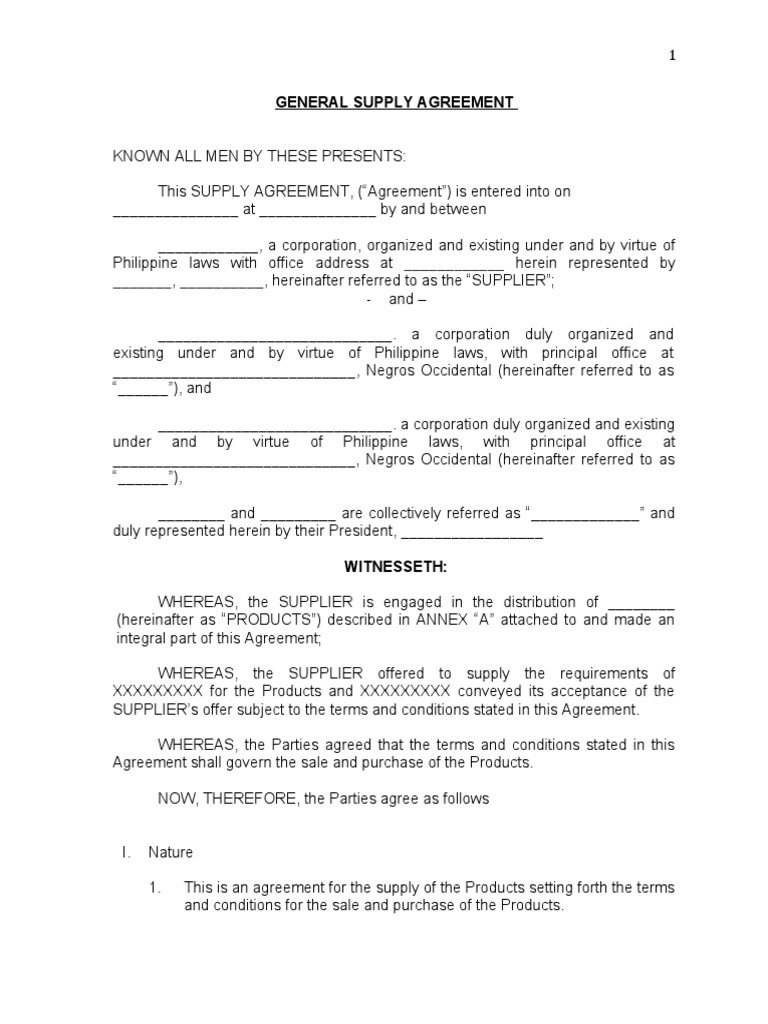 General Supply Agreement (Standard) | PDF | Indemnity | Legal Liability