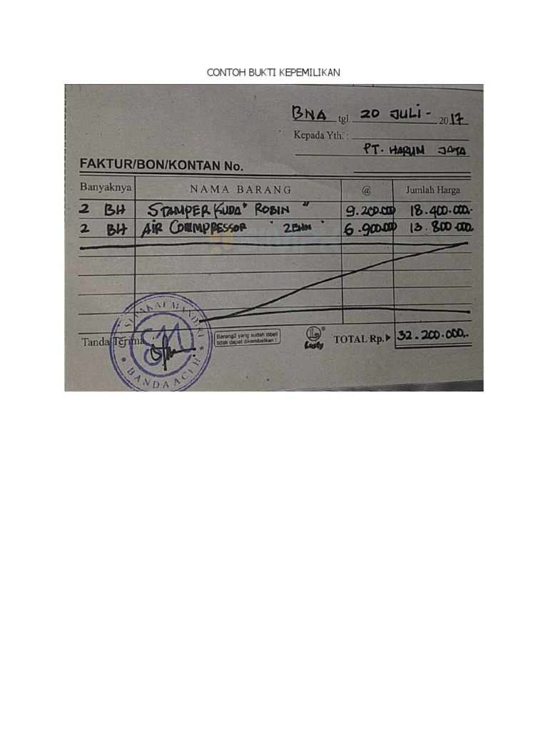 Contoh Bukti Kepemilikan | PDF