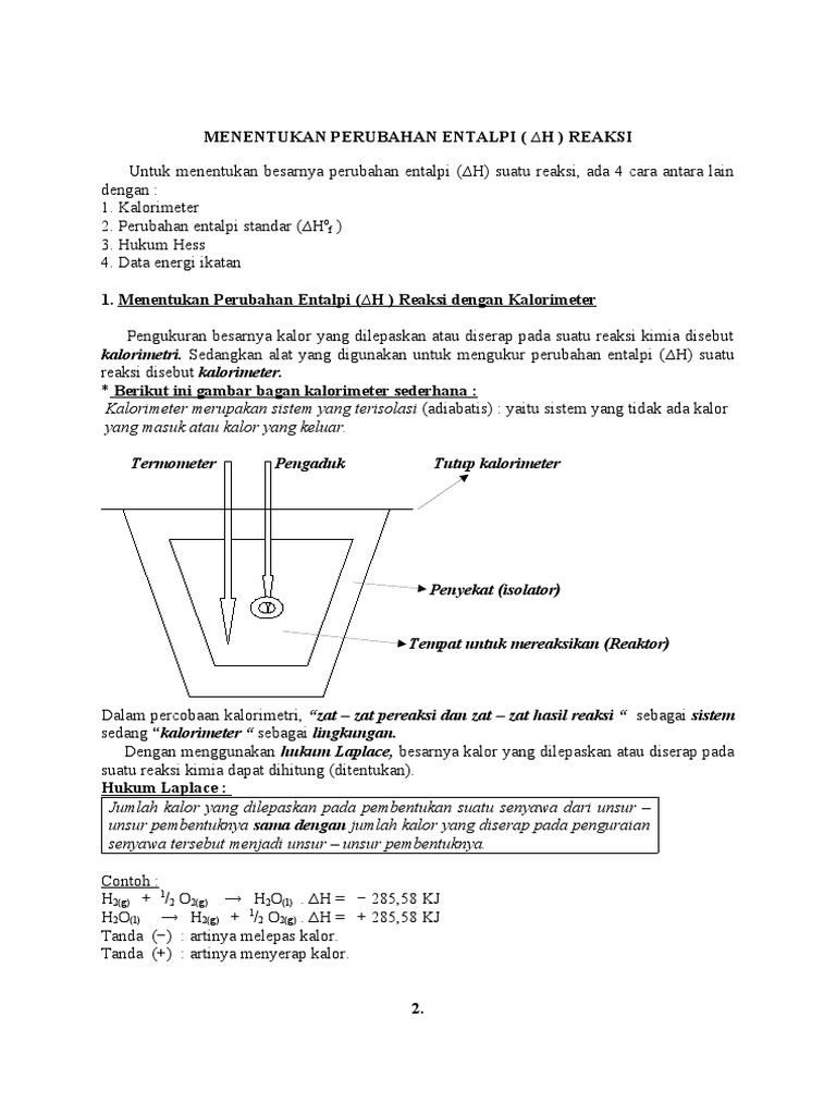 Menentukan Entalpi Reaksi | PDF