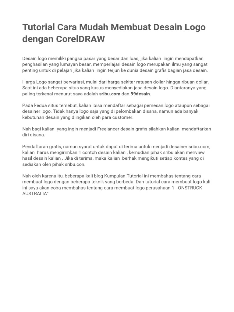 Tutorial Membuat Desain Logo Dengan CorelDRAW | PDF