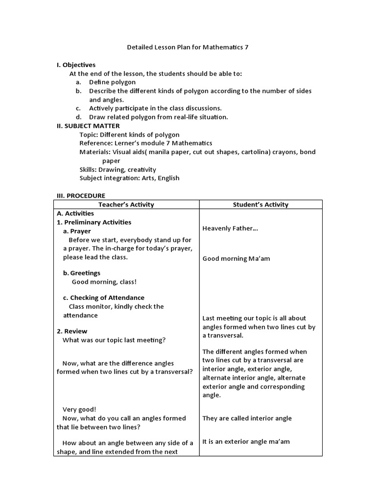 Lesson Plan: Understanding Polygons | PDF | Polygon | Triangle
