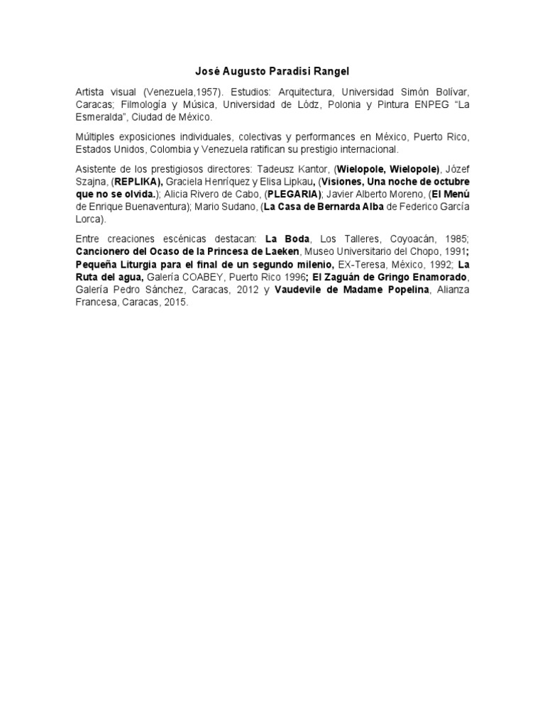 JAPR (Artes Escénicas) | PDF