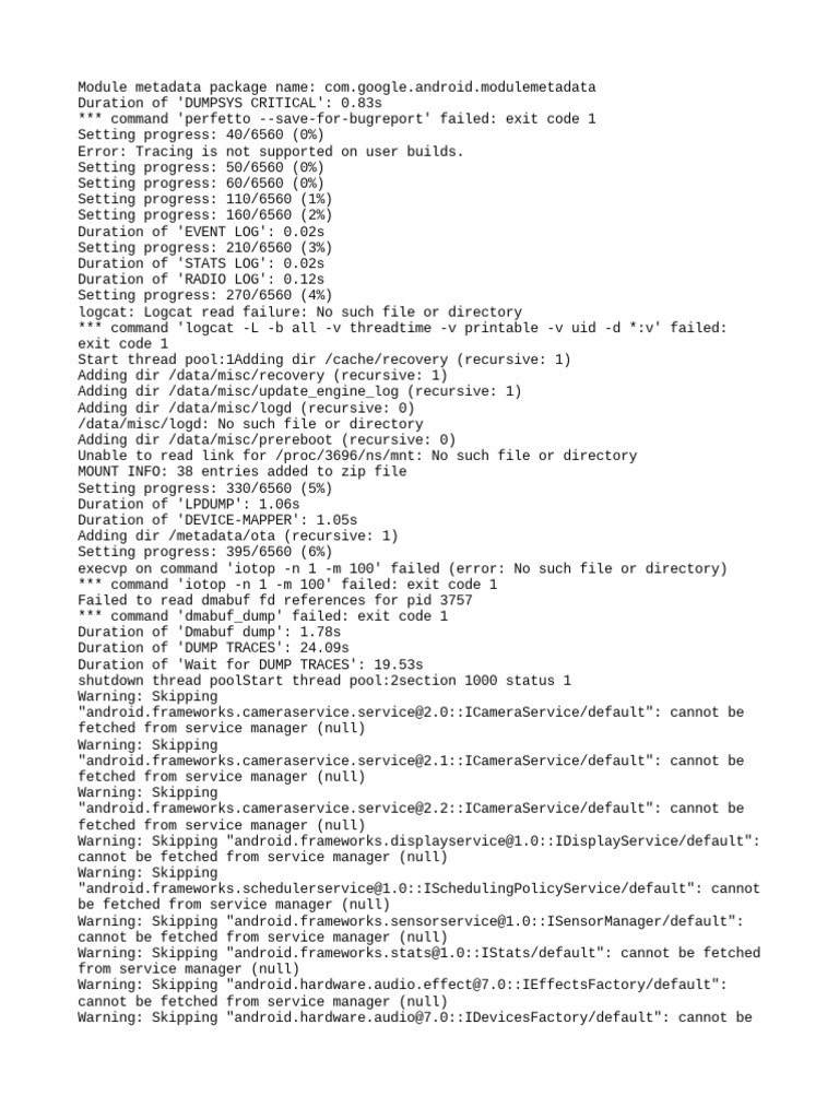 Android Module Metadata Errors Log | PDF | Computer File | Office Equipment
