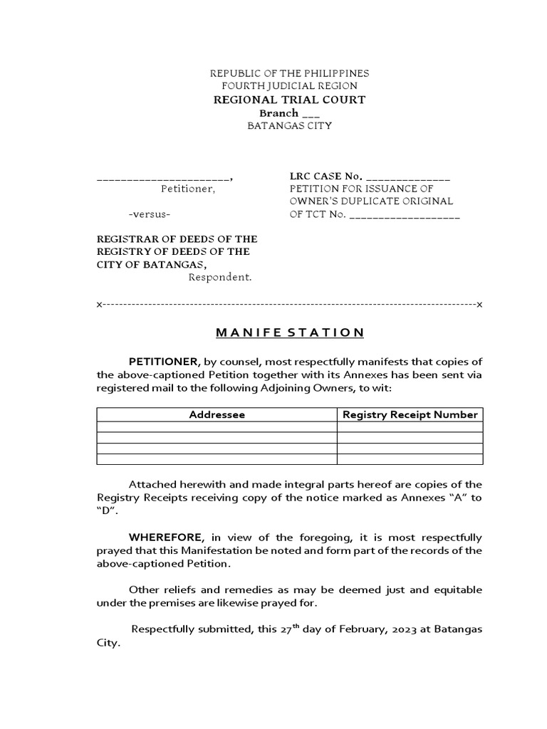 Manifestation - Adjoining Owners | PDF