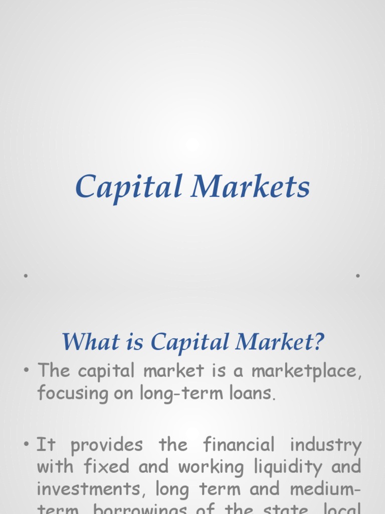 Chapter 1 Capital Markets | PDF