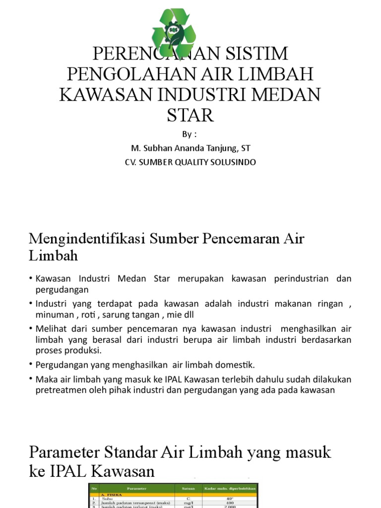 Perencanan Sistim Pengolahan Air Limbah Kawasan Industri Medan | PDF | Griya & Taman | Sains ...