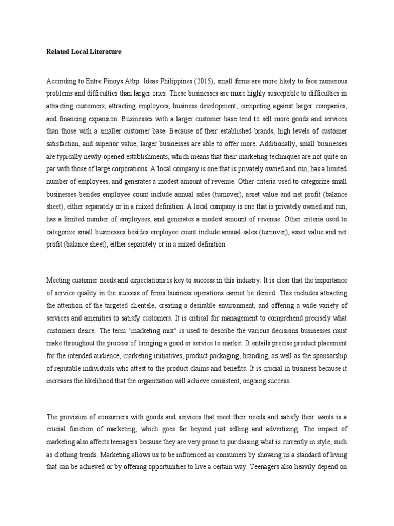 Related Local Literature | PDF | Marketing | Customer