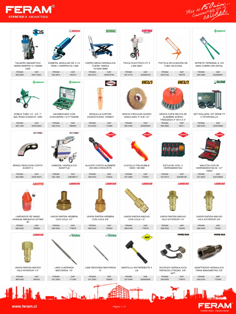 Herramientas y Equipos Feram | PDF | Herramientas | Bienes manufacturados