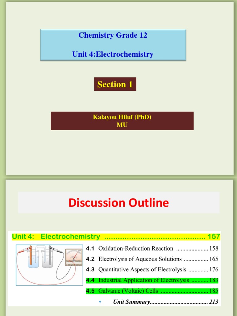 Chemistry G12 U4 Section 1 | Download Free PDF | Redox | Electrochemistry