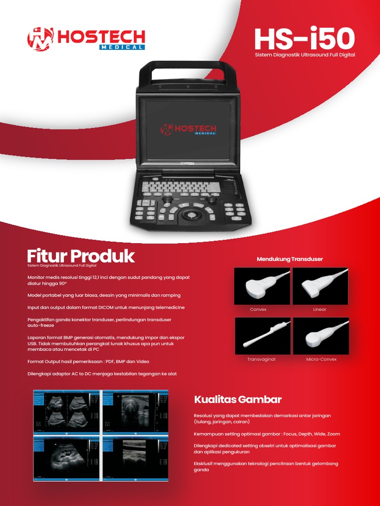 Brosur USG 2 Dimensi, Probe Convex, Trolley, UPS, Printer BW HS - I50 | PDF