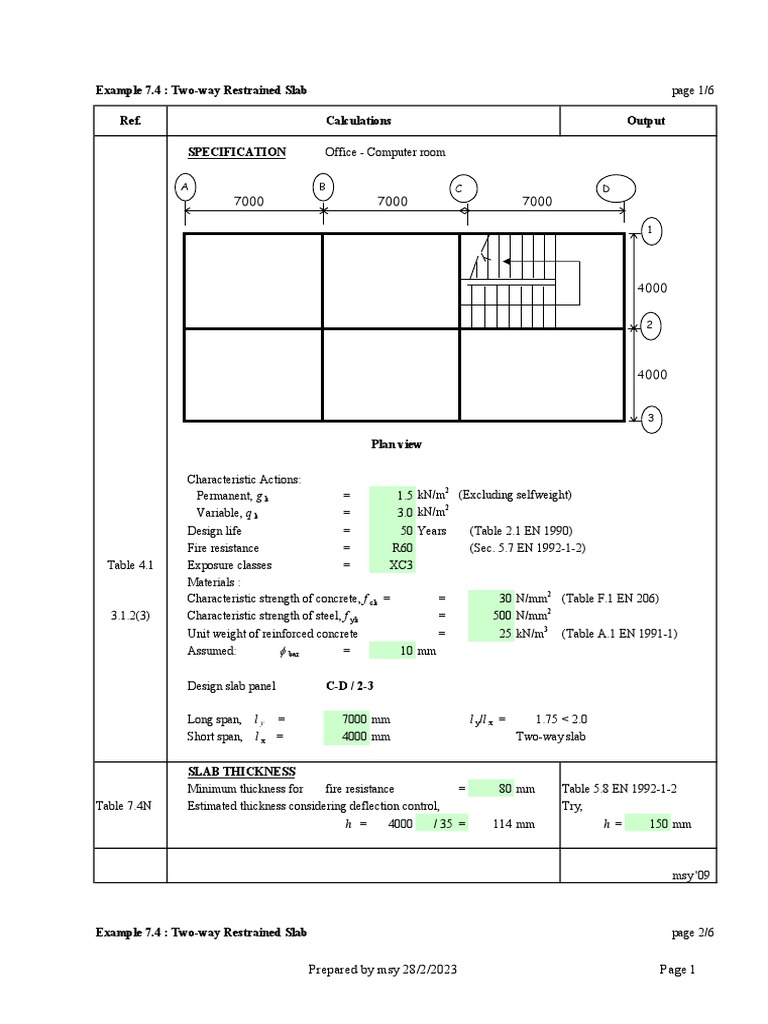 TWO-WAY SLAB CALCULATIONS | PDF | Mechanical Engineering | Physical Sciences