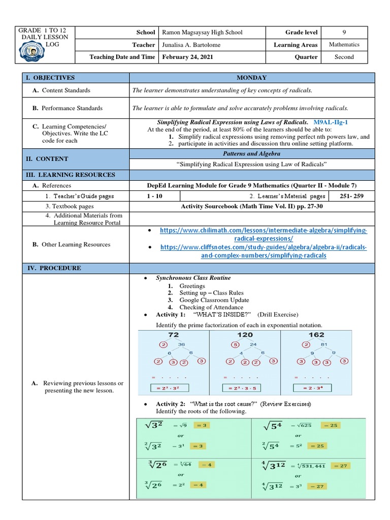 Cot1 DLP | PDF | Learning | Mathematics