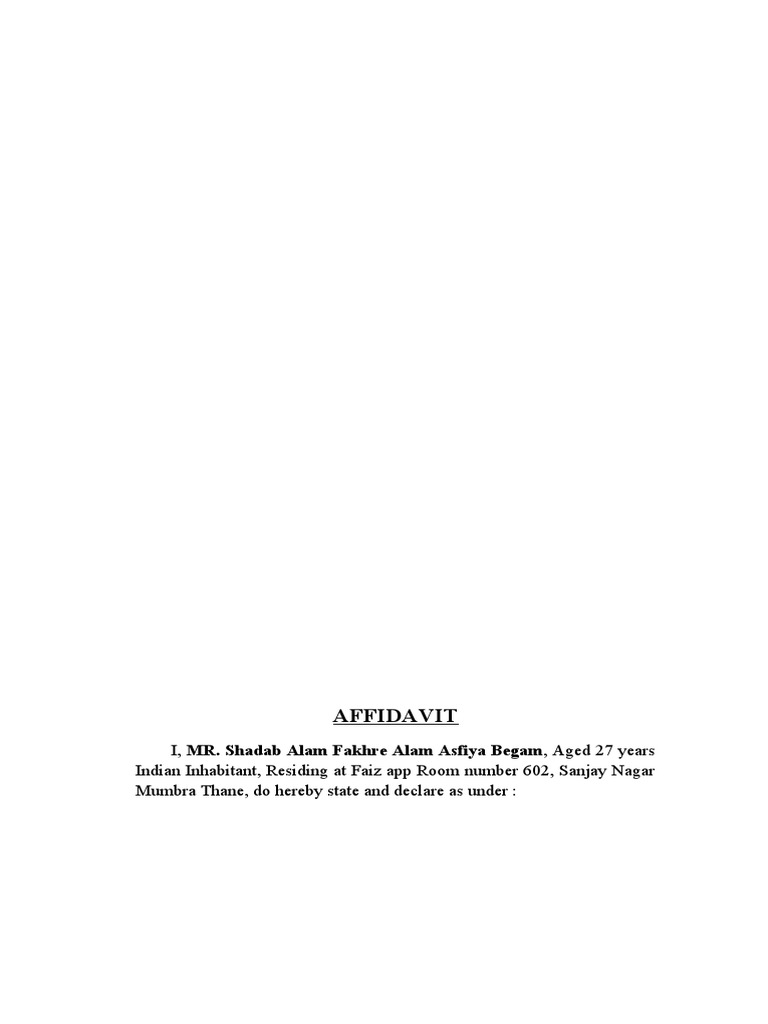 AFFIDAVIT Name Change (Shadab Alam) | PDF