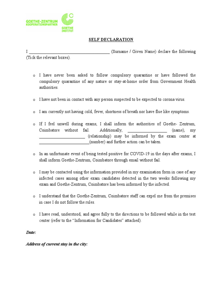 Self Declaration | PDF