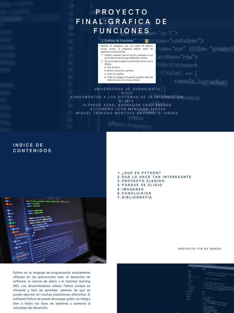 Presentación Proyecto Fin de Grado Profesional en Color Azul | PDF | Lenguaje de programación ...