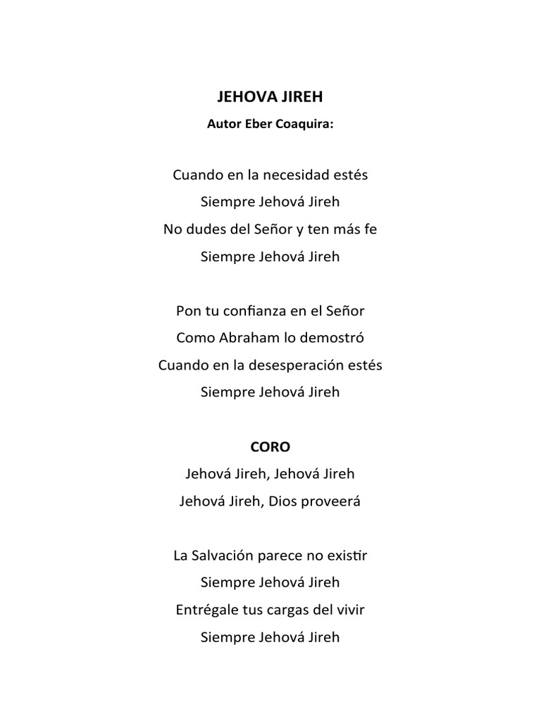 Letra Jehova Jireh | PDF