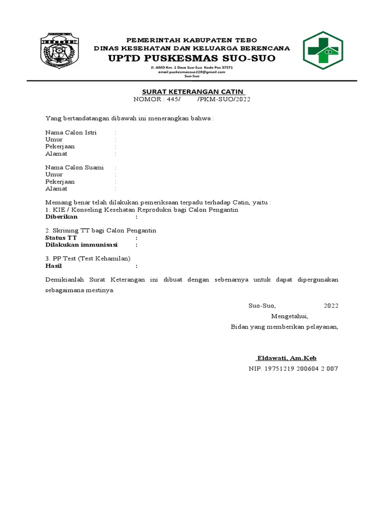 Surat Keterangan Catin | PDF