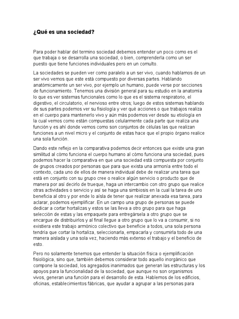Qué Es Una Sociedad | PDF | Sociedad | Anatomía