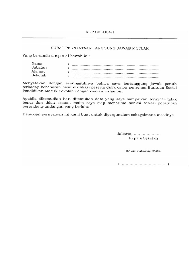 SPTJM Kesulitan Ekonomi BPMS | PDF