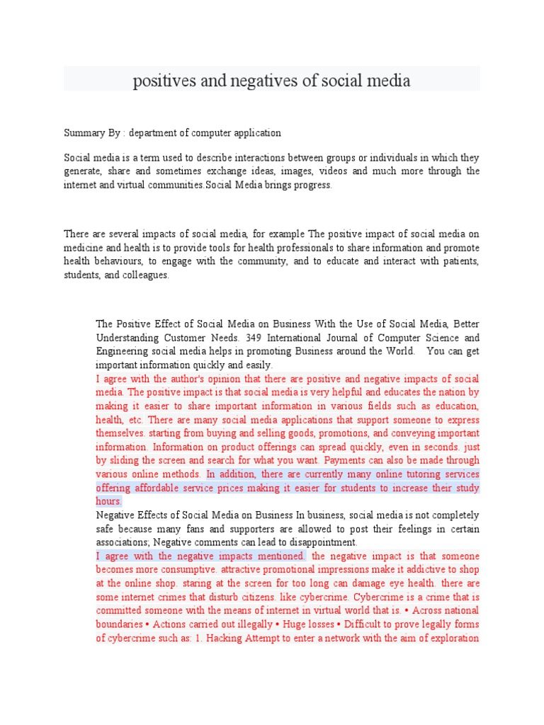 GROUP 8 - Positive and Negative Effects of Social Media On Society | PDF | Social Media ...
