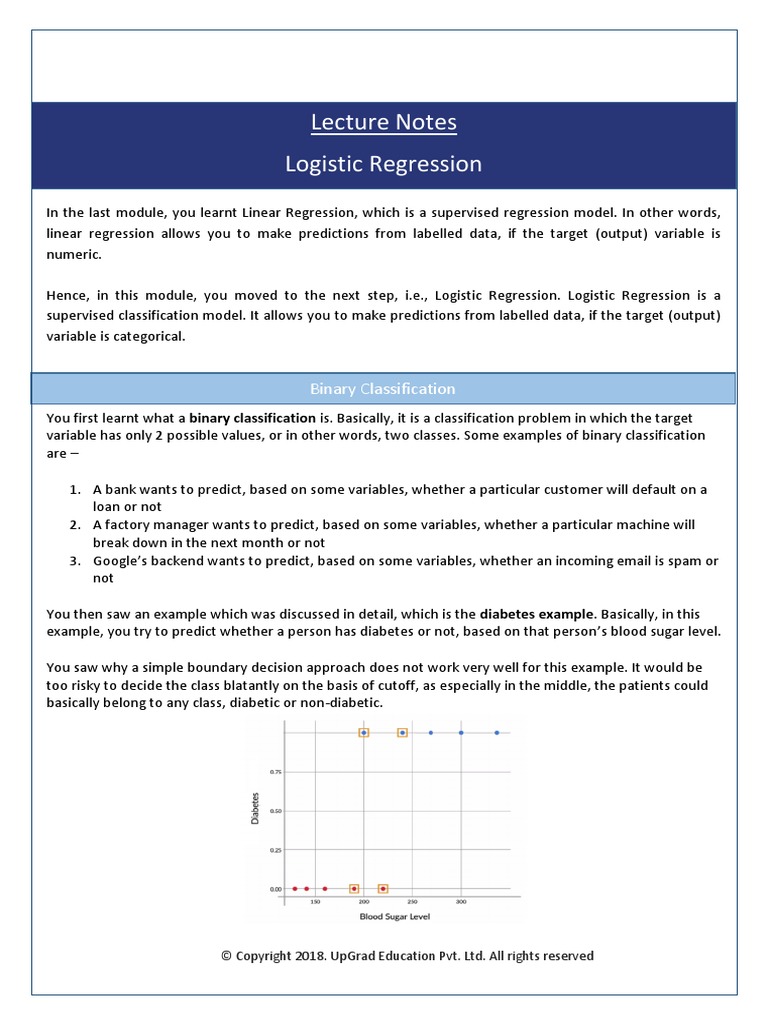 Logistic Regression Lecture Notes | PDF | Sensitivity And Specificity ...