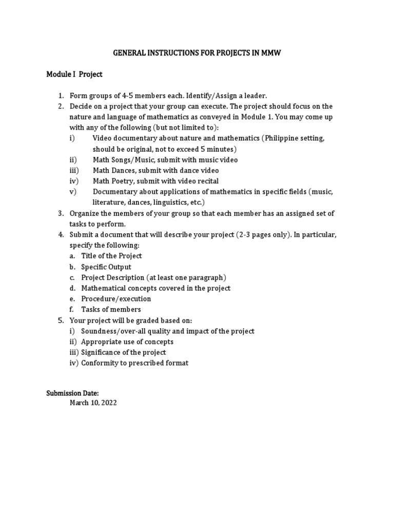 Instructions For Module 1 Project in MMW | PDF | Art