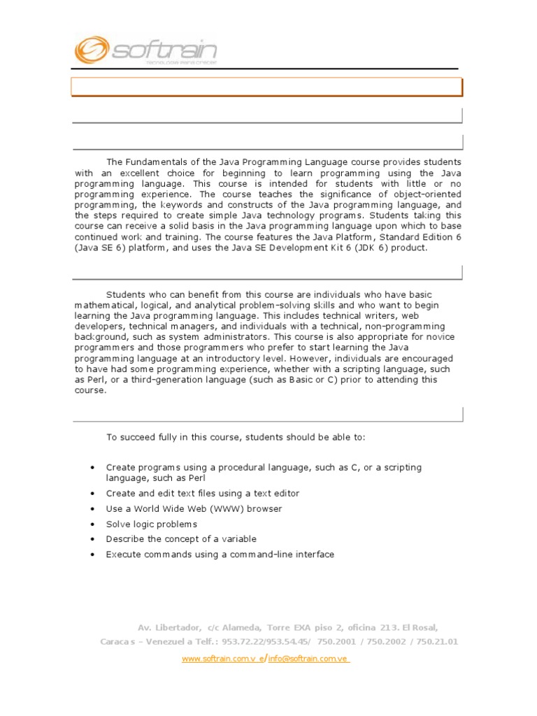 Learn Java Fundamentals In 40 Hours Pdf Java Programming Language Class Computer