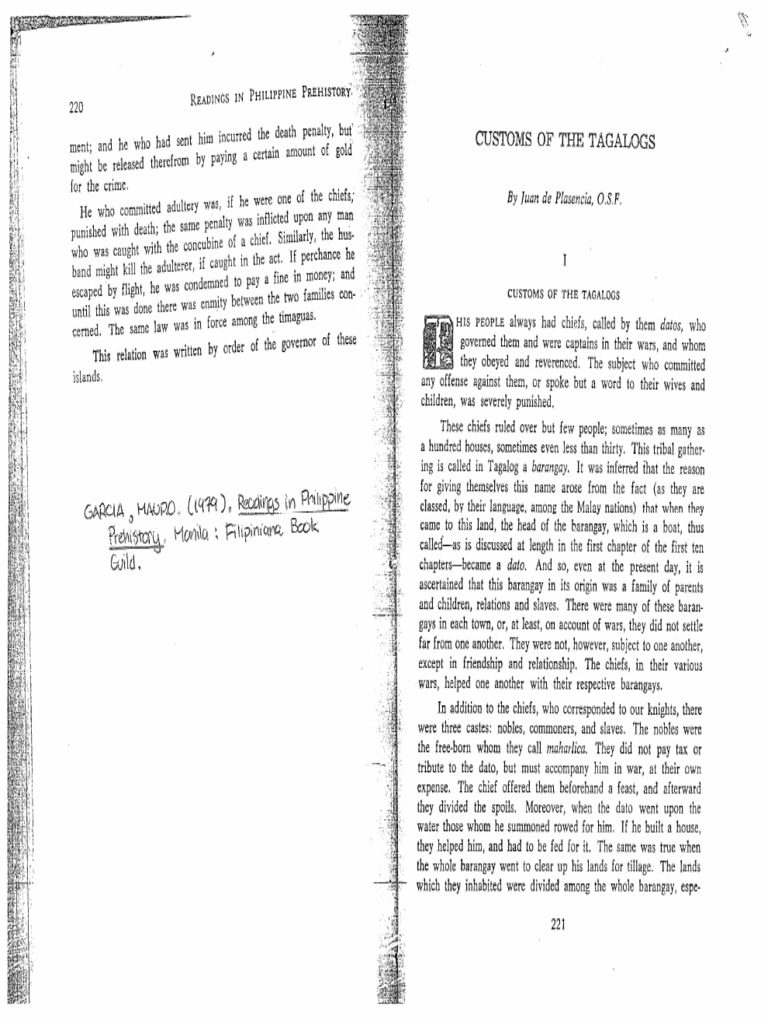 Customs of The Tagalogs | PDF