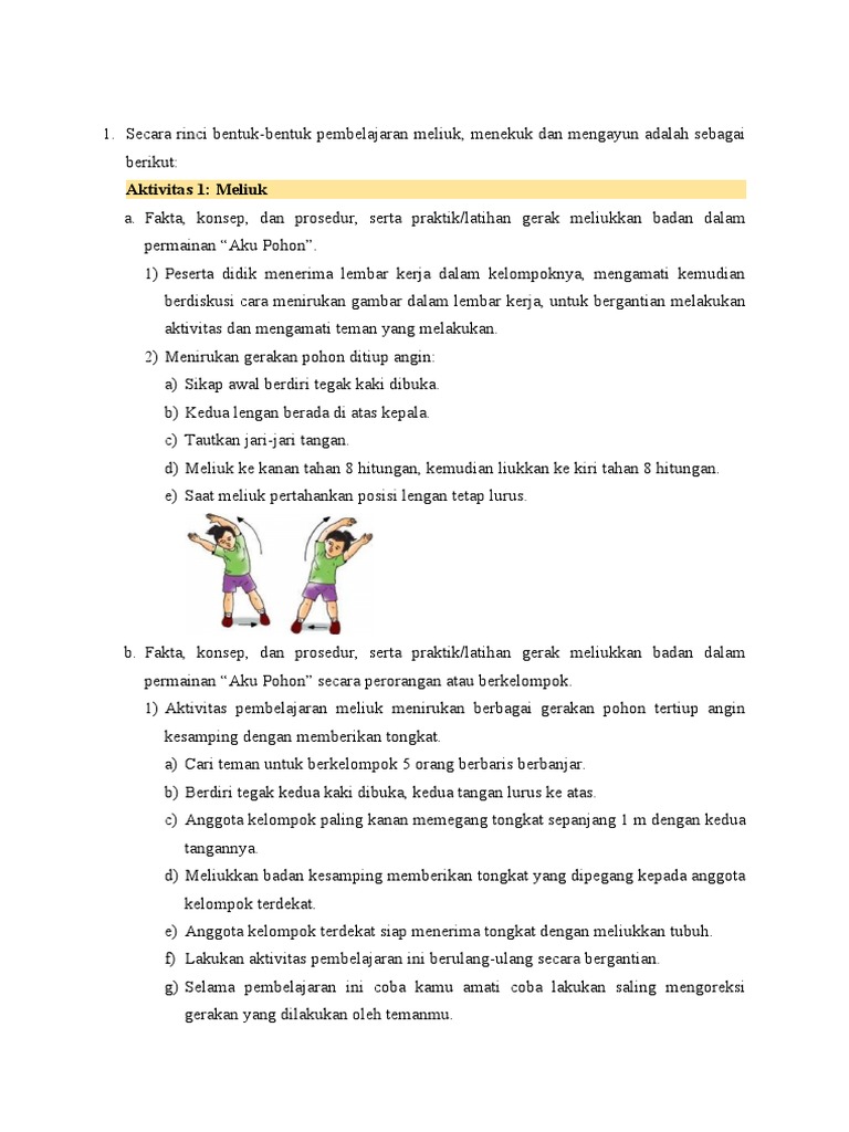 Latihan Gerak Meliuk dan Menekuk | PDF | Seni & Disiplin Bahasa | Sains ...