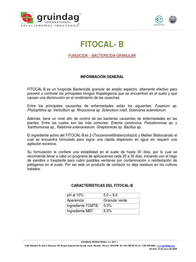 HT Fitocal B (Fungi) | PDF | Agua | Especialidades Medicas