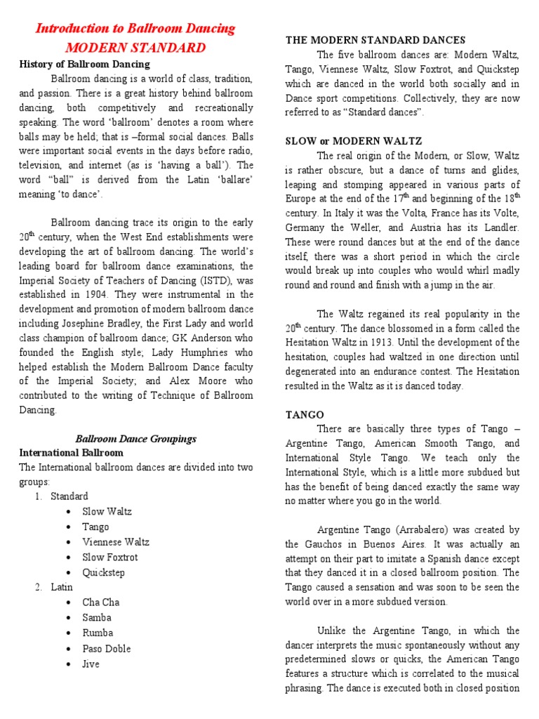 Introduction To Ballroom Dancing & Modern Waltz | Download Free PDF ...