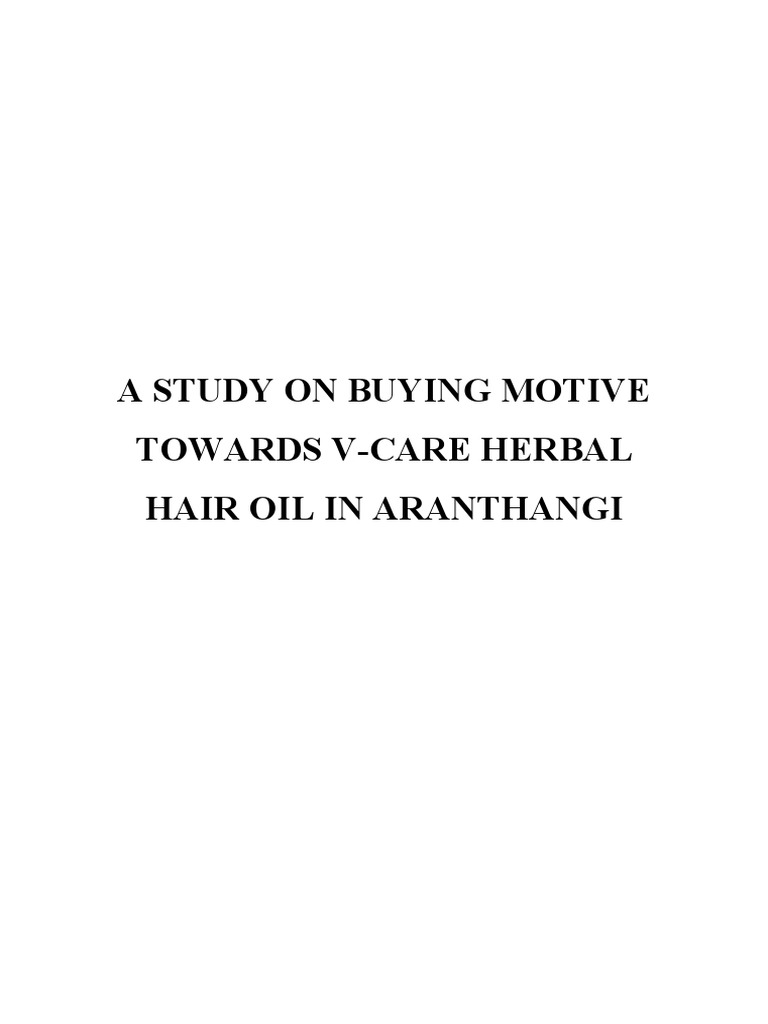 V-Care Hair Oil | PDF | Consumer Behaviour | Behavior