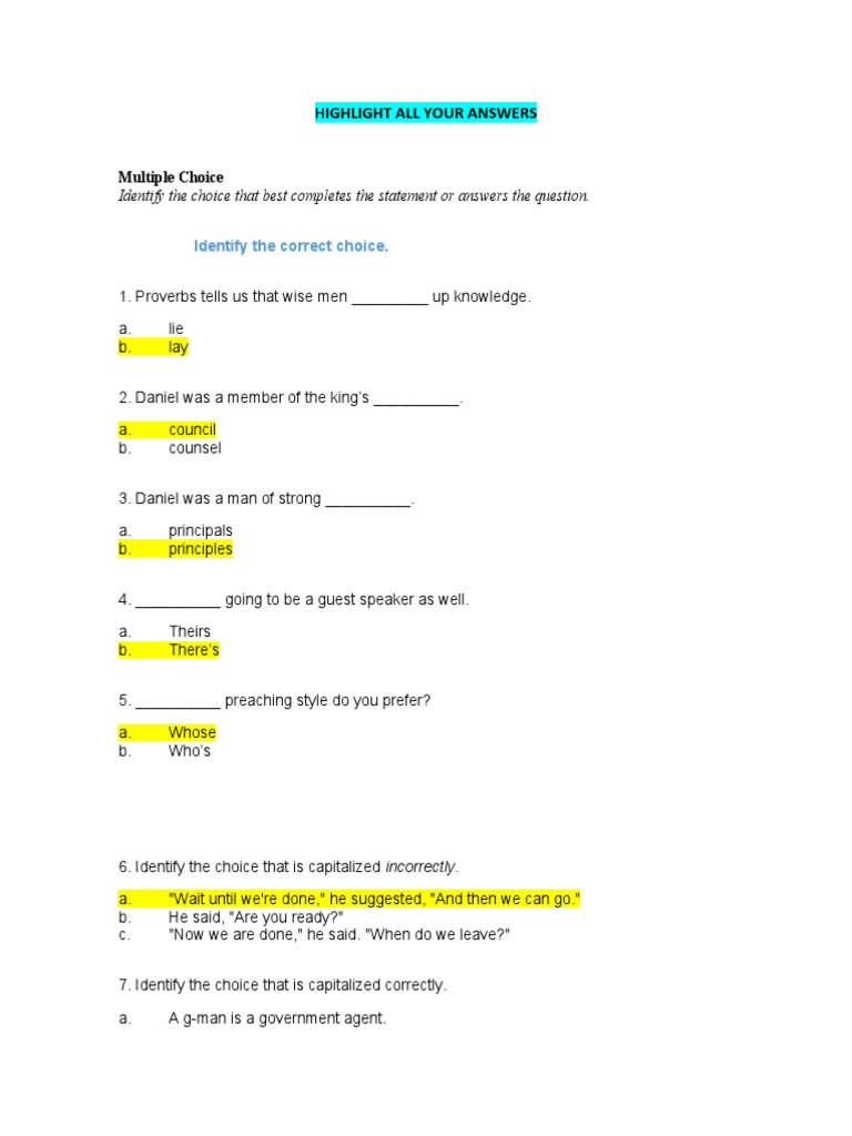 Grammar Test Homonyms | PDF | Comma | Languages
