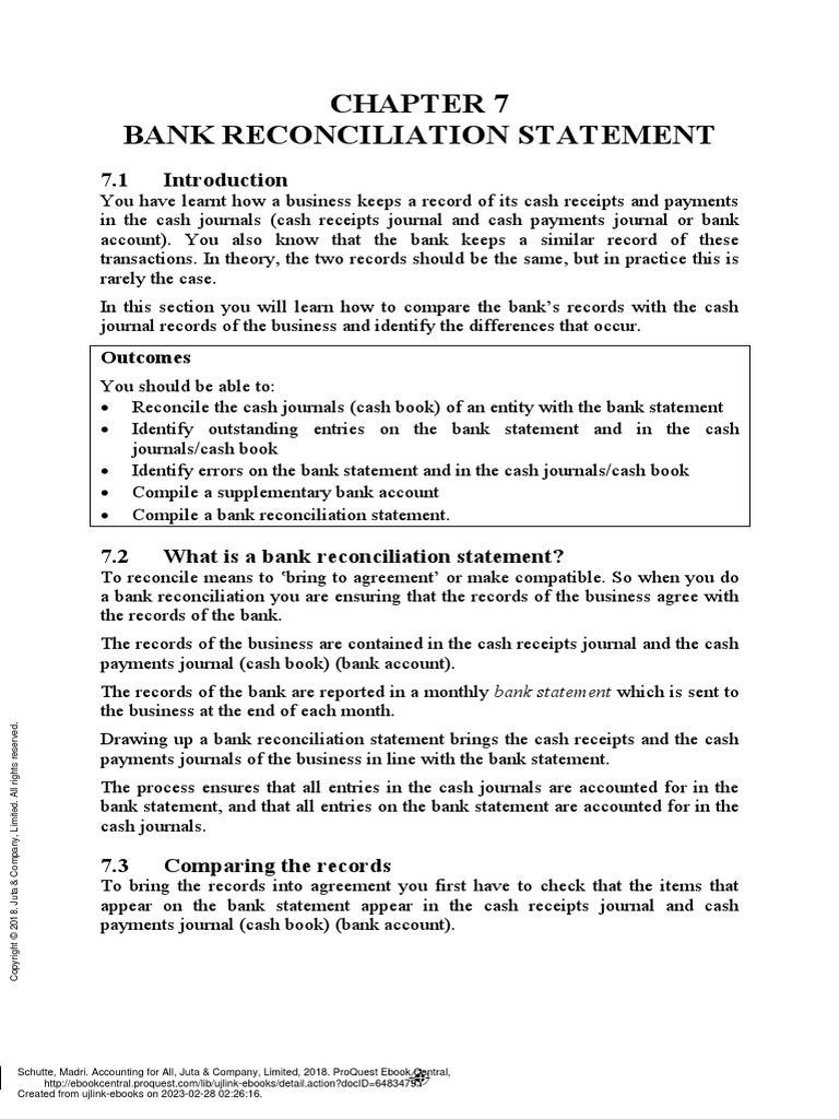 Accounting For All - (Chapter 7 Bank Reconciliation Statement) | PDF ...
