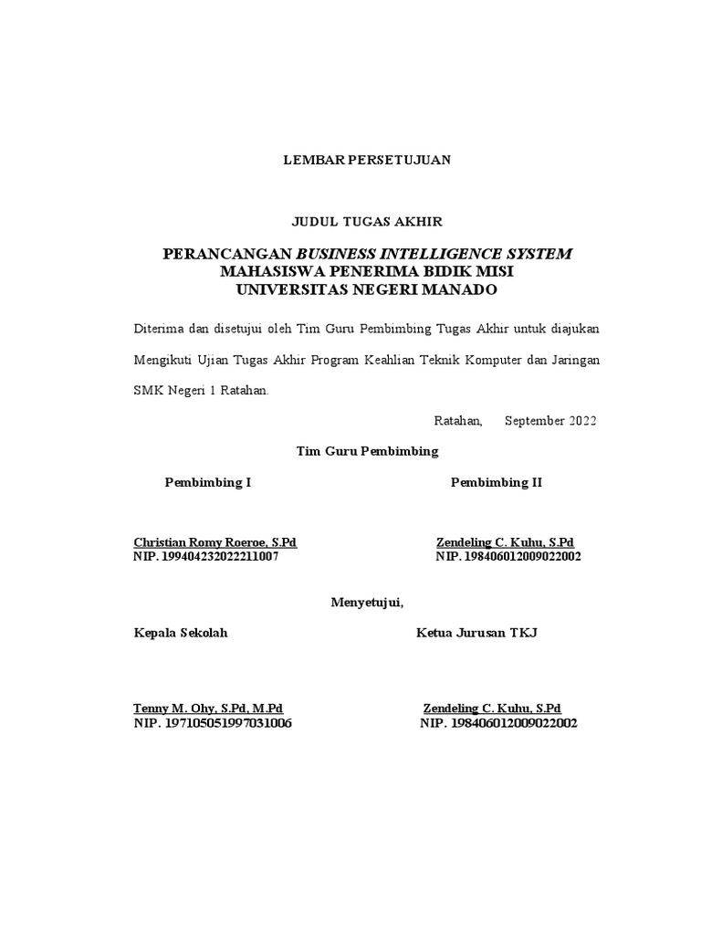 Contoh LEMBAR PERSETUJUAN | PDF