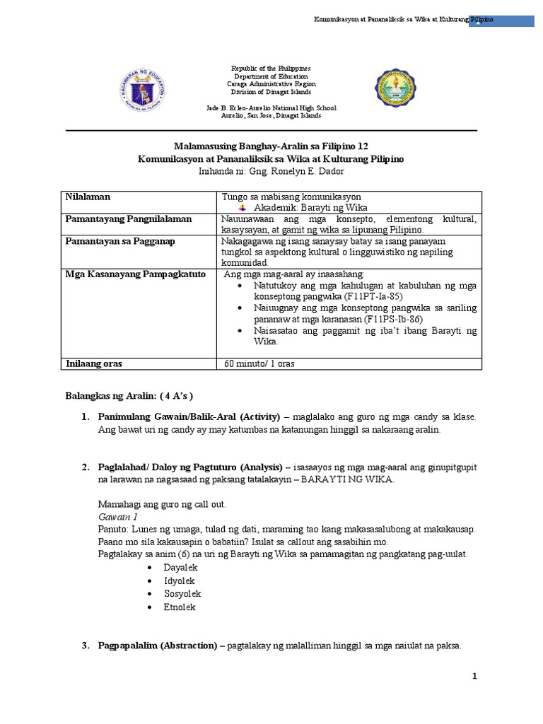 DLL Demo PAGBASA AT PAGSUSURI | PDF