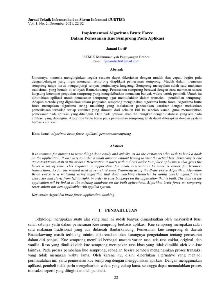 Implementasi Algoritma Brute Force DalamPemesanan Kue Semprong Pada Aplikasi | PDF