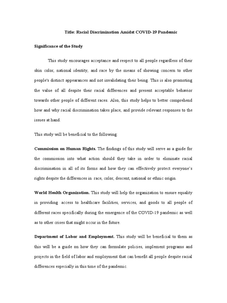 Racial Discrimination - Significance of The Study | PDF ...