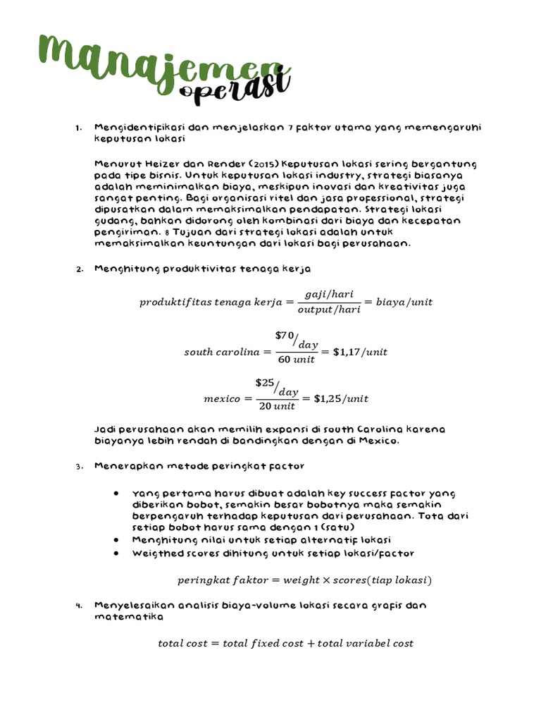 Rangkuman Manajemen Operasi | PDF | Teknologi & Rekayasa