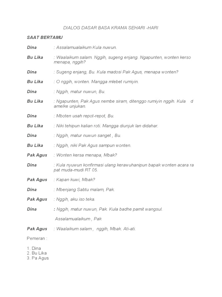 Dialog Dasar Basa Krama Sehari | PDF