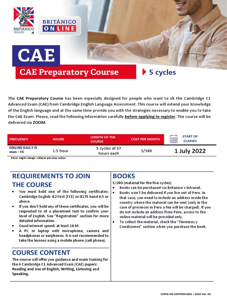 CAE Preparatory Course Details 2022 | PDF