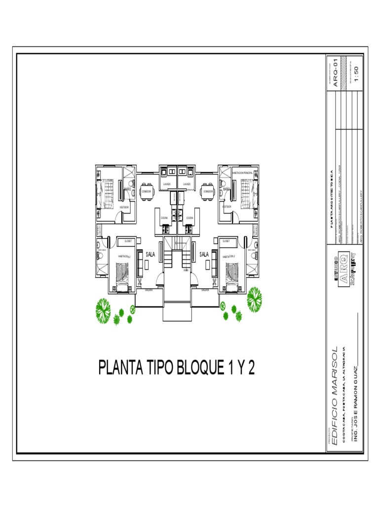 Planta Tipo Bloque 1 Y 2: Sala Sala | PDF