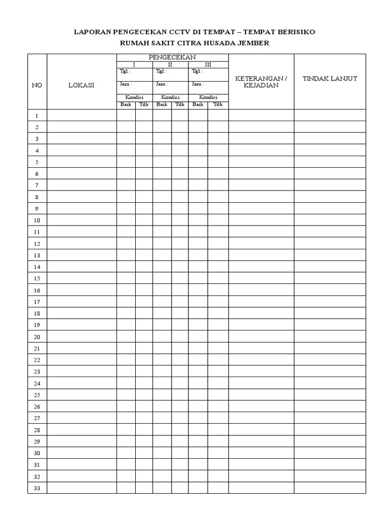 Form Laporan Pengecekan CCTV | PDF