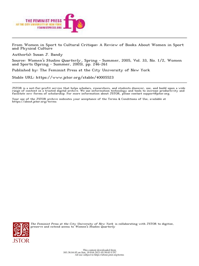 Imp-From Women in Sport To Cultural Critique - A Review of Books About Women in Sport and ...