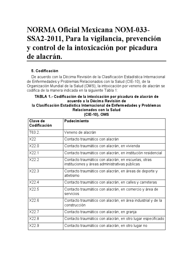 NORMA 033 - Picadura de Alacran | PDF | Síntoma | Diabetes